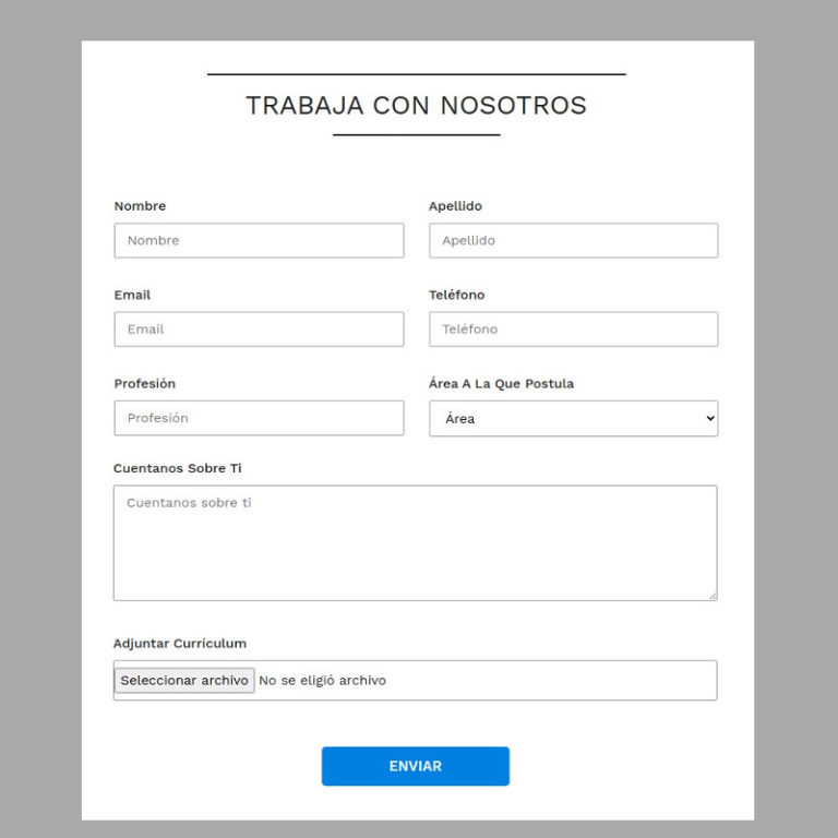Formulario Trabaja con Nosotros - Creamos Páginas Web | Tiendas Online ...